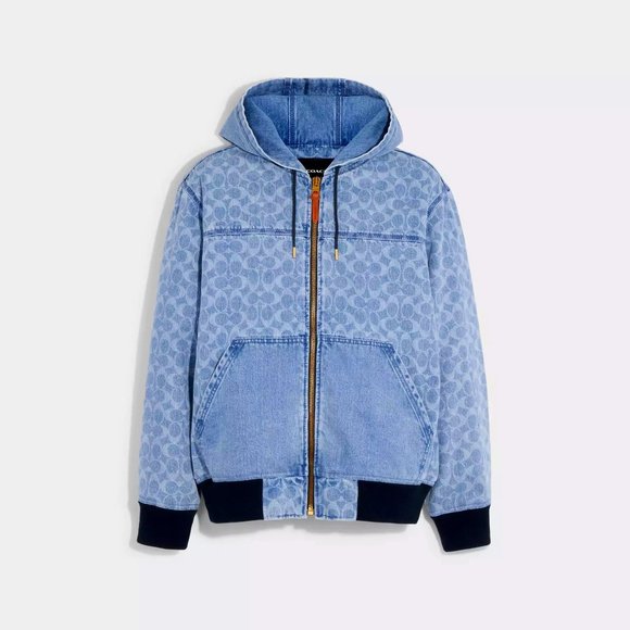Coach | Jackets & Coats | Signature Denim Hooded Zip Up Jacket | Poshmark